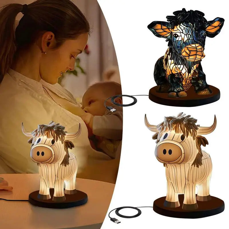 Cow Bedside Lamp 3D Cow Lamps For Bedrooms Cow Light Nightstand Lamp T ...