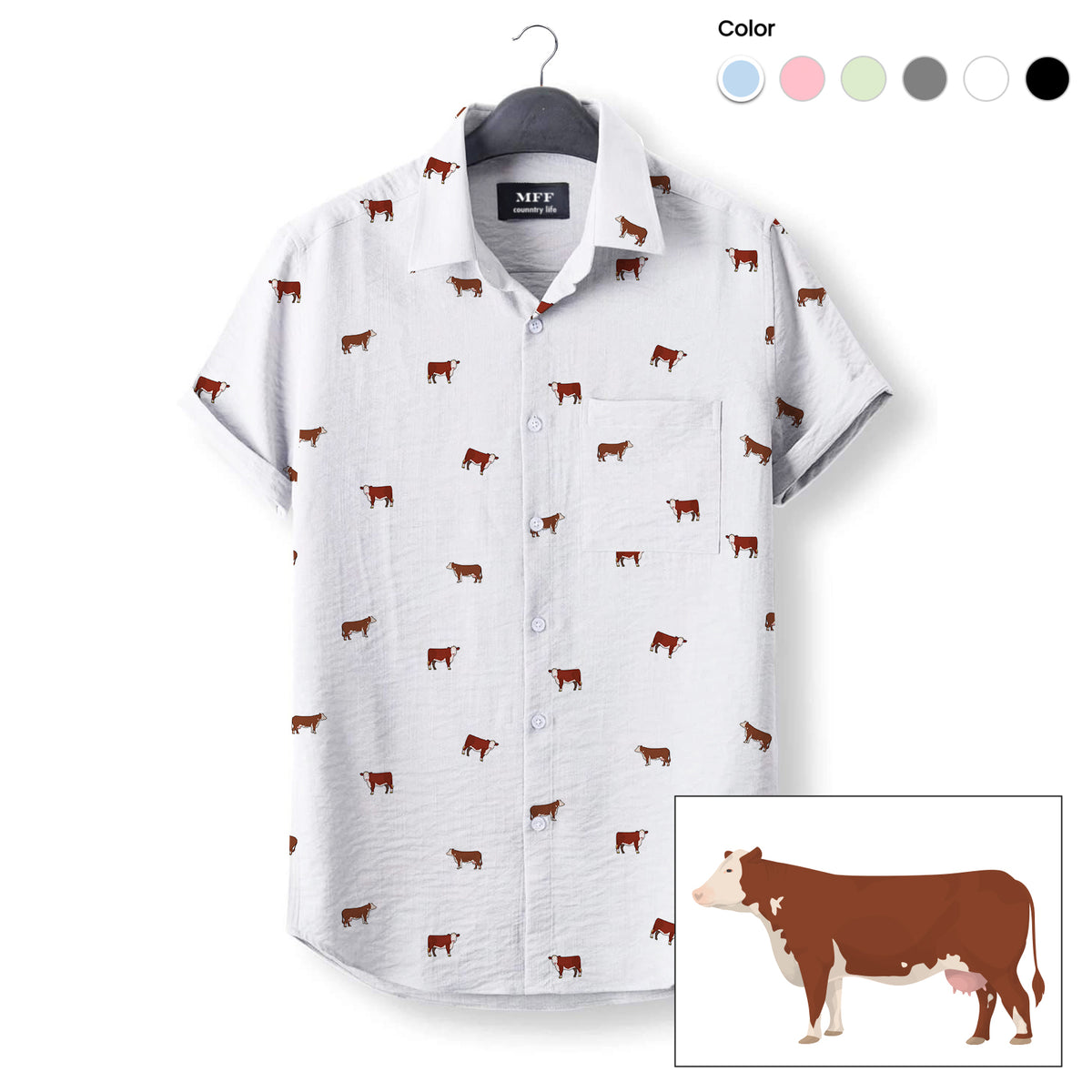 Hereford cattle icon pattern - Button Down Shirts for farmers – myfunfarm