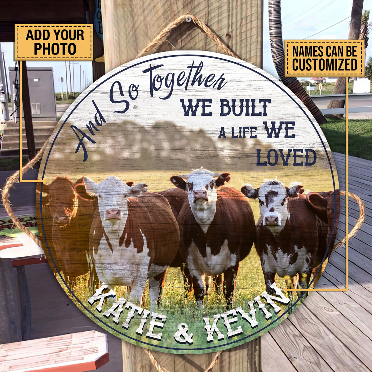 And so together we built a life we loved - Wooden Door Sign - Love boe ...